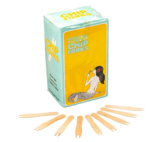 St Mickalos Catering Supplies. Wooden Chip Forks x1000