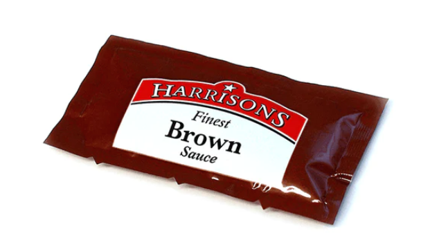 St Mickalos Catering Supplies. Harrisons Brown Sauce Sachets 200 Sachets